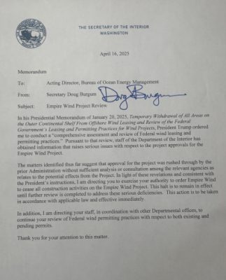 Trump administration moves to shut down Empire Wind | WorkBoat