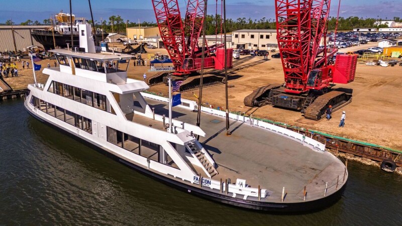 Eastern Shipbuilding launches ferry Falcon for Fisher Island | WorkBoat