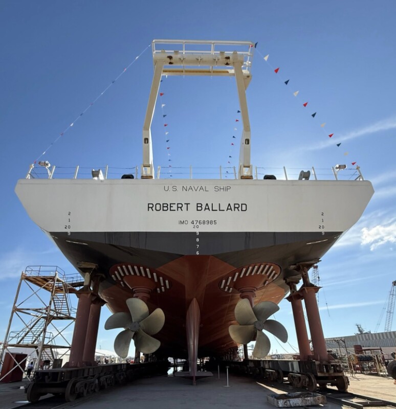Navy oceanographic survey ship Robert Ballard christened | WorkBoat