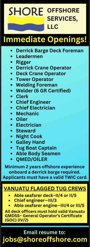 Immediate Openings! | WorkBoat