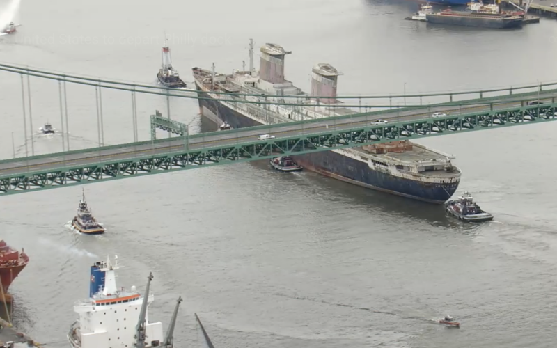 SS United States departs Philadelphia | WorkBoat